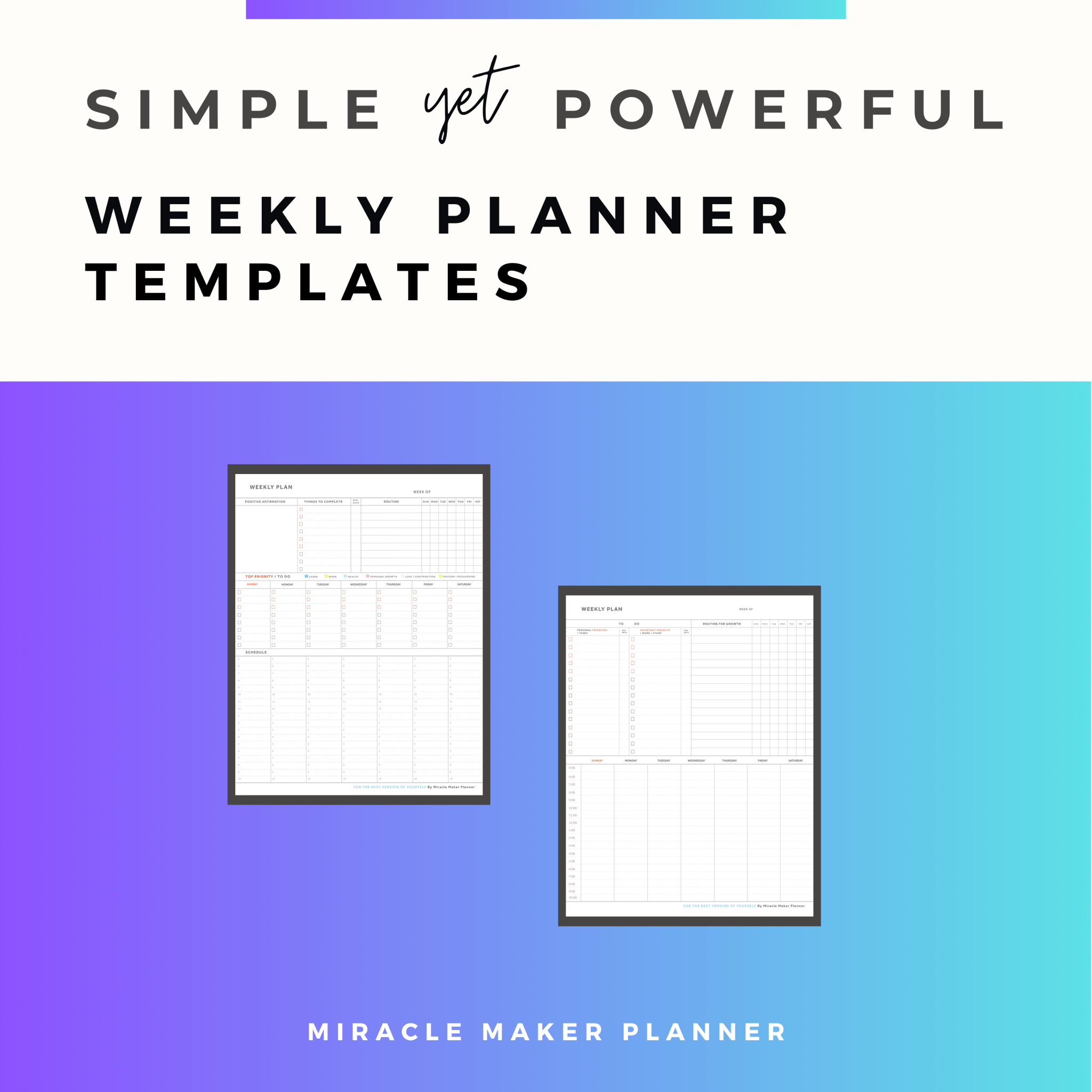 Free Templates – MIRACLE MAKER PLANNER
